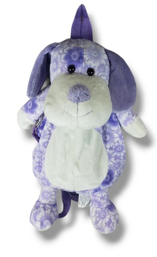 Calplush Puppy Dog Backpack Soft Plush Adjustable 14” Strap Purple and ...