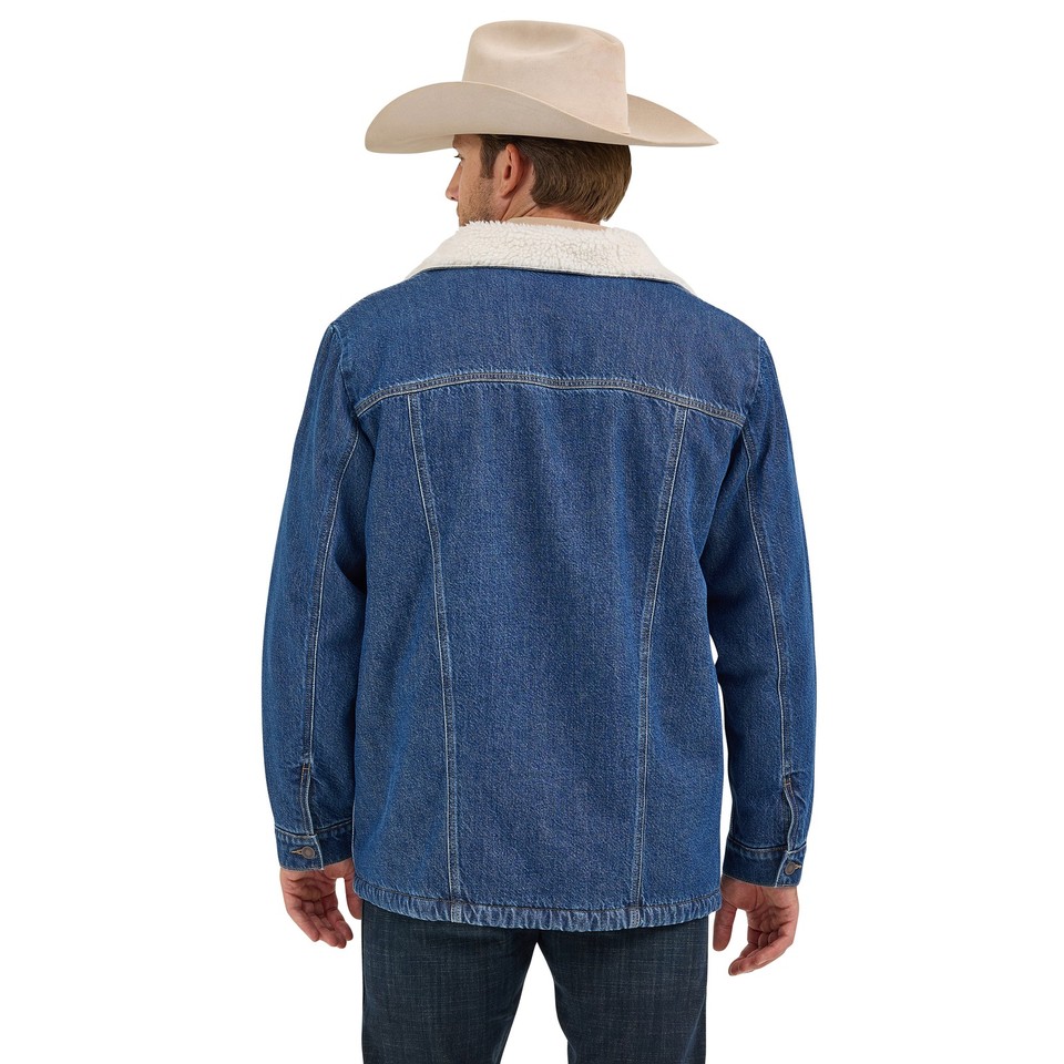 Wrangler Men's Sherpa Lined Medium Wash Denim Western Jacket 112367618 ...