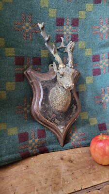 A Unusual Lead Stag Deer On Bronze And Wood Shield Mount Sculpture | eBay