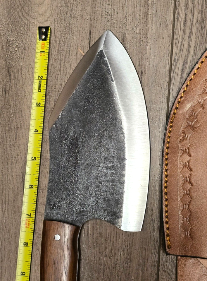 12" Custom Chopper Knife w/Sheath & Hand Forged Full Tang Blade, Great ...