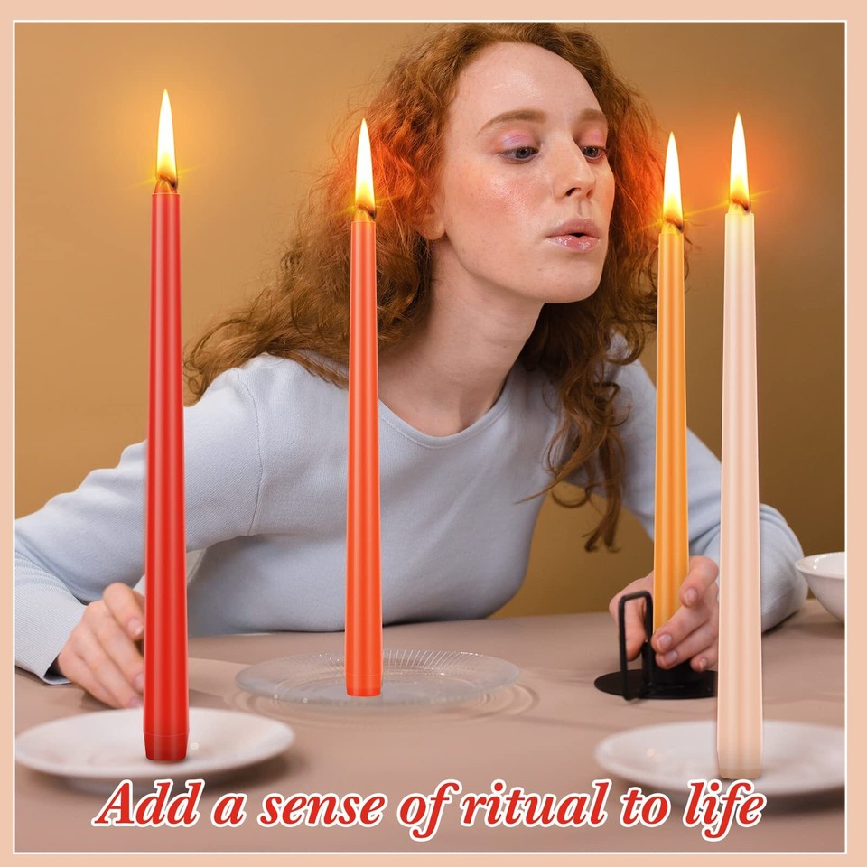 12 Pcs Taper Candle Colored Taper Candles Colored Candle Sticks Amber ...