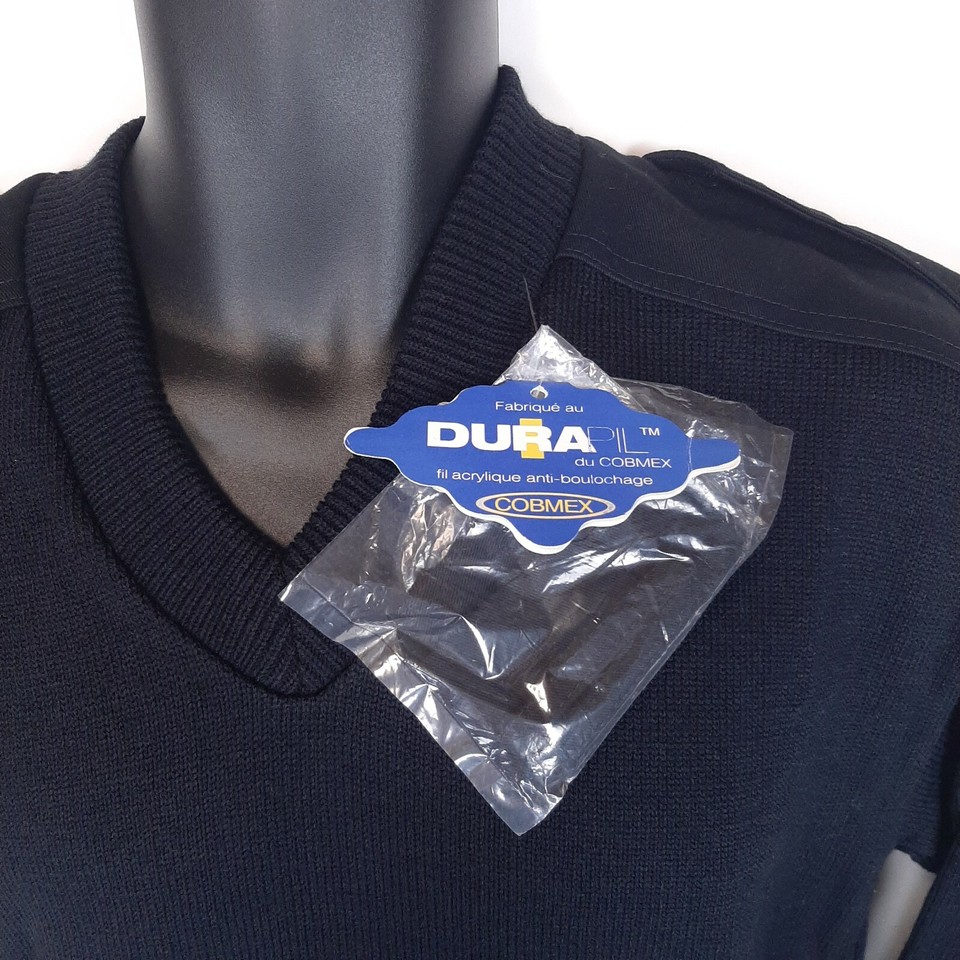PSC Cobmex Men's S Navy Blue Commando Flax Knit V-Neck Uniform Sweater ...