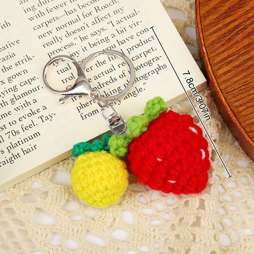 Handmade Knitted Keychain Keyring Crocheted Fruit Pendant Handbag ...