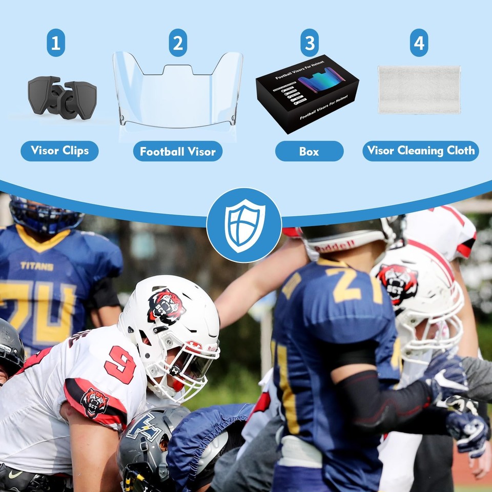 Football Visor Helmet Shield – Crystal-Clear Polycarbonate Face ...