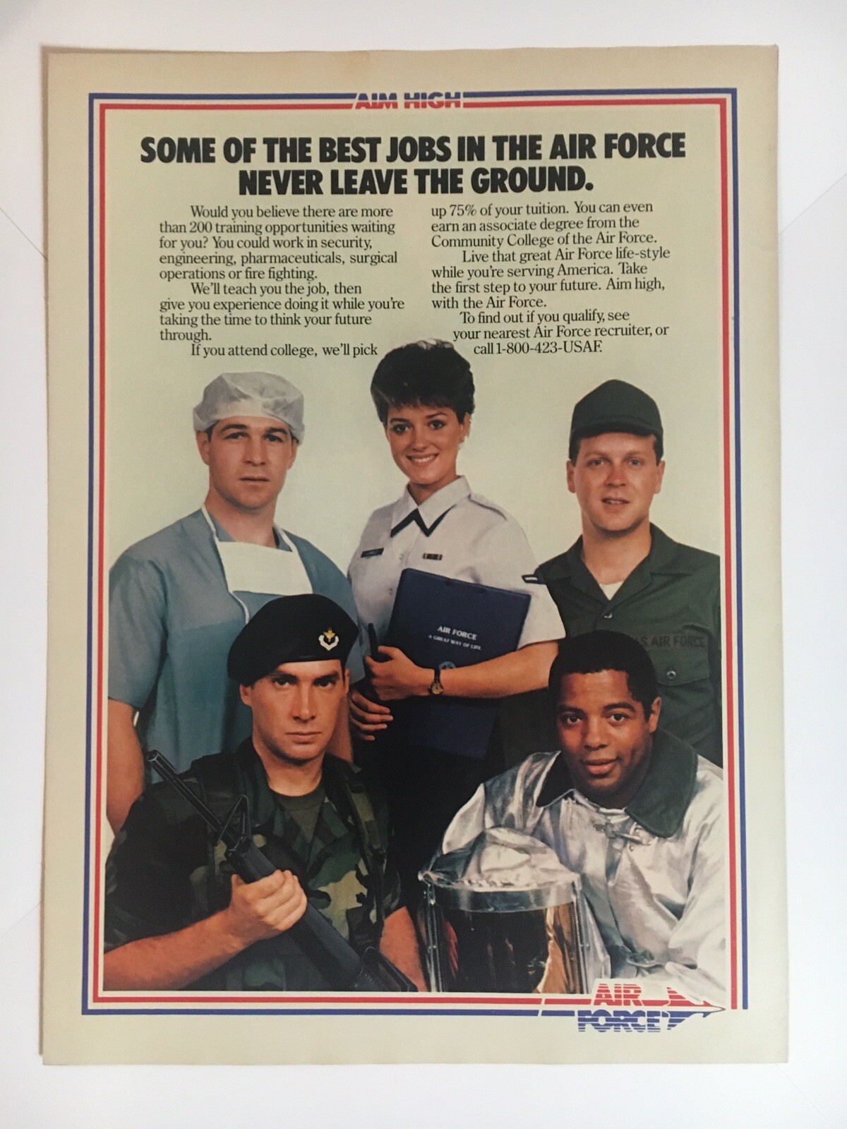 Air Force Aim High 1987 Vintage Print Ad 8x11 Inches Wall Decor | eBay