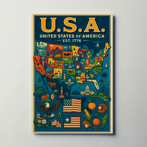 Iconic Americana Map: Celebrate Pride Cultural Heritage Poster | eBay