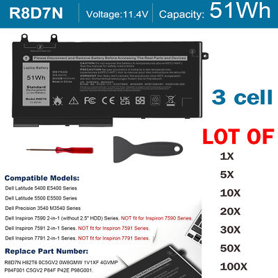 🧡LOT OF R8D7N Battery For Dell Precision 3540 3550 Latitude 5400 5410 ...