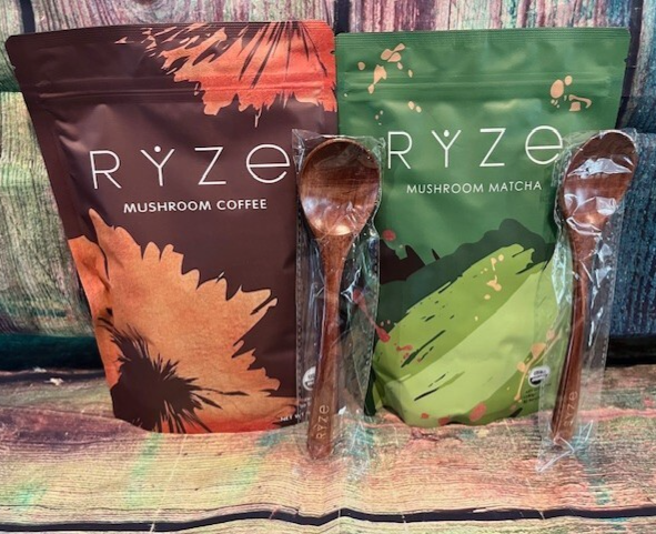 2 Pack Combo New RYZE Mushroom Coffee & RYZE Matcha W/RYZE spoons 100% ...