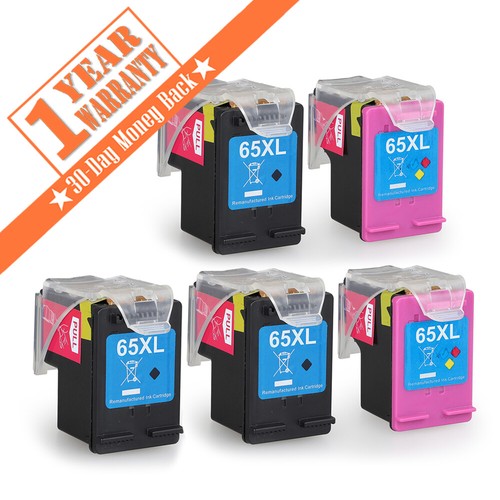 65XL Ink 3 BK & 2 Tri-CL for HP Deskjet 2600 2622 2652 3755 ENVY 5052 ...