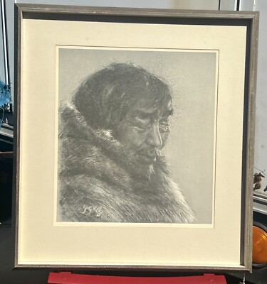 Gabriel Gely Framed Print Charcoal Drawn Inuit Eskimo Profile | eBay