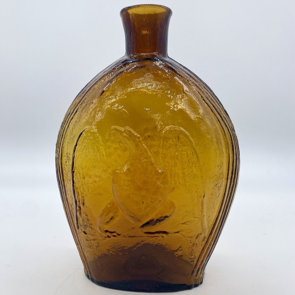 Vintage CLEVENGER BROS. Glass Works Brown Glass Bottle Decanter Eagle ...