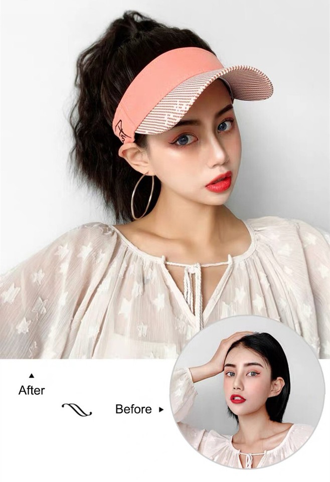 Backless Baseball Caps with Ponytail Hair Wigs for Girls Hat Wigs Sun ...