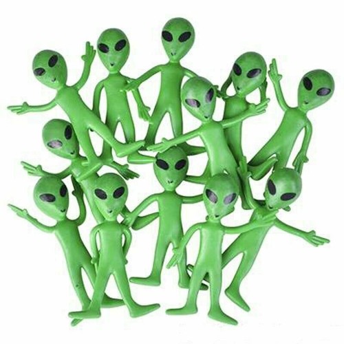 12 Bendable Green Alien Action Figure Outer Space Rubber Toys - Area 51 ...