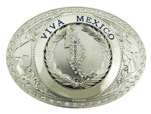 Mexico Mexican Men Women Flag Belt Buckle Vintage Silver Metal Western ...