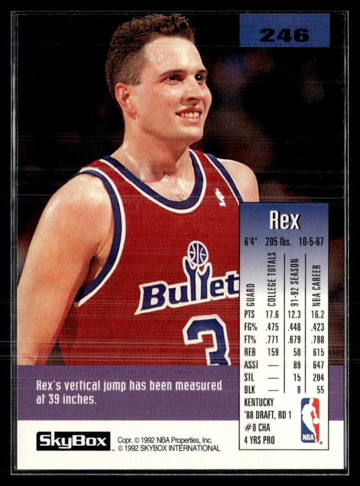 1992-93 SkyBox Rex Chapman Washington Bullets #246 | eBay