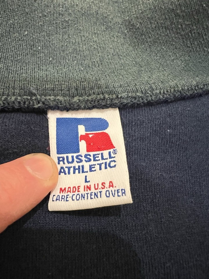 Vintage Russell Athletic Sweatshirt Mens Large Navy 1/4 Zip Fleece Made ...