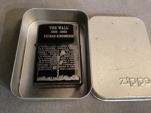 ZIPPO 2002 THE WALL 1982-2002 VIETNAM REMBERED CHROME LIGHTER UNFIRED ...