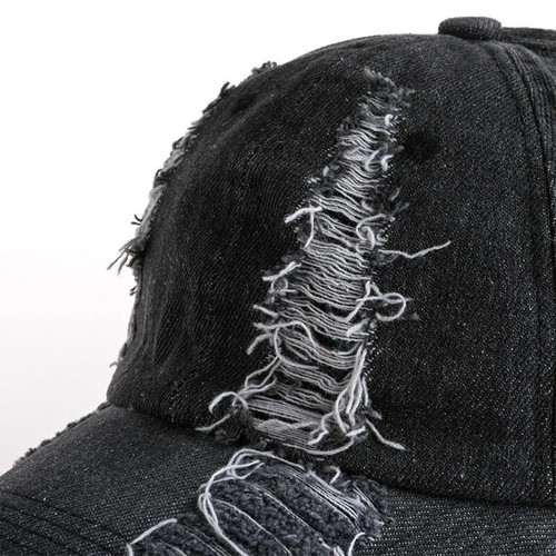 Distressed Denim Baseball Cap Ripped Hat For Women, Men Solid, Blue ...