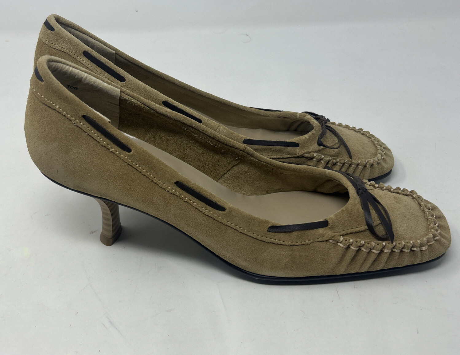 Newport News Brown Bamboo Moccasin Pump Heels Women’s 10B 15167 | eBay