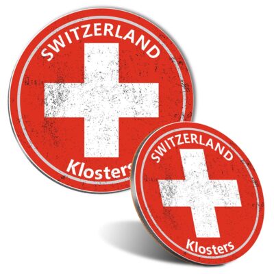 Mouse Mat & Coaster Set Klosters Switzerland Flag Circle #60042 | eBay UK