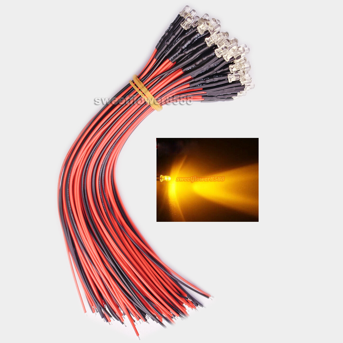 DC 3V 5V 9V 12V 18V 24V 3mm LED Pre-Wired Light Emitting Diodes Various ...