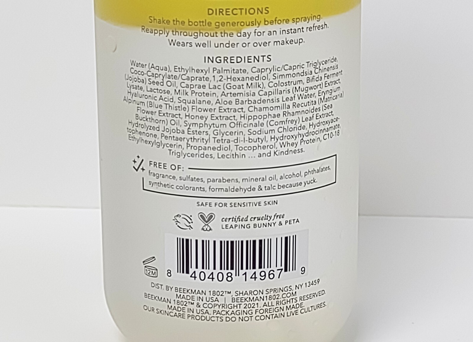 Beekman 1802 Milk Shake Hyaluronic Acid & Squalane Facial Toner Mist 8. ...