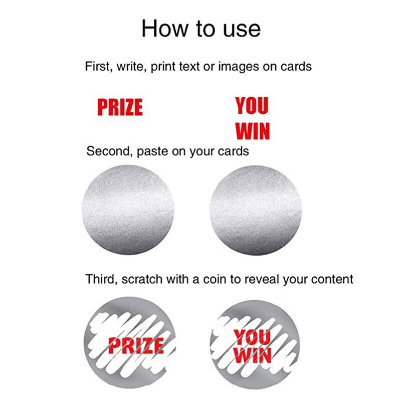 100 Pcs 25mm Round Scratch Off Stickers Sliver Labels Game Favor Ticket ...