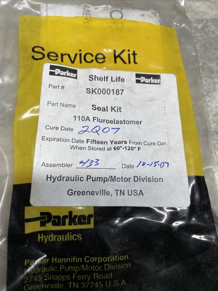 OEM Parker SK000187 Seal Kit / Service Kit For 110A Hydraulic Motor ...