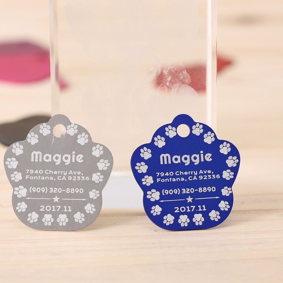 CUSTOM ENGRAVED PERSONALIZED PET TAG ID DOG CAT NAME TAGS WITH BELL ...