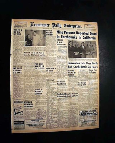 TEHACHAPI Kern County California EARTHQUAKE Disaster 1952 Old Newspaper ...
