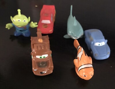 Disney Pixar 6 Mini Figures Toys. Lightning McQueen Nemo Alien Sally ...