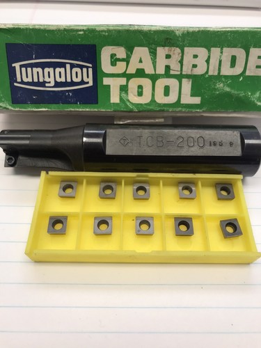 1 Kit. TUNGALOY TCB-200 INDEXABLE END MILL & 10 SPMT07 INSERTS (loc stk ...