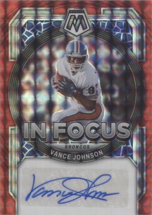2023 Panini Mosaic - In Focus Signatures Vance Johnson #IF-VJ Red Prizm ...