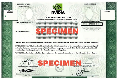 🔴 PERSONALIZED NVIDIA Stock Certificate Novelty on Cardstock or ...