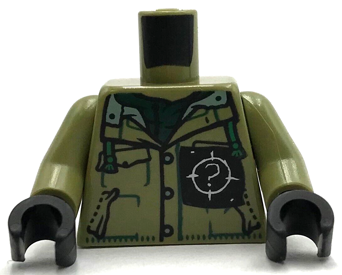 Lego New Olive Green Torso Button Up Shirt w/ Hood Open Collar Piece | eBay