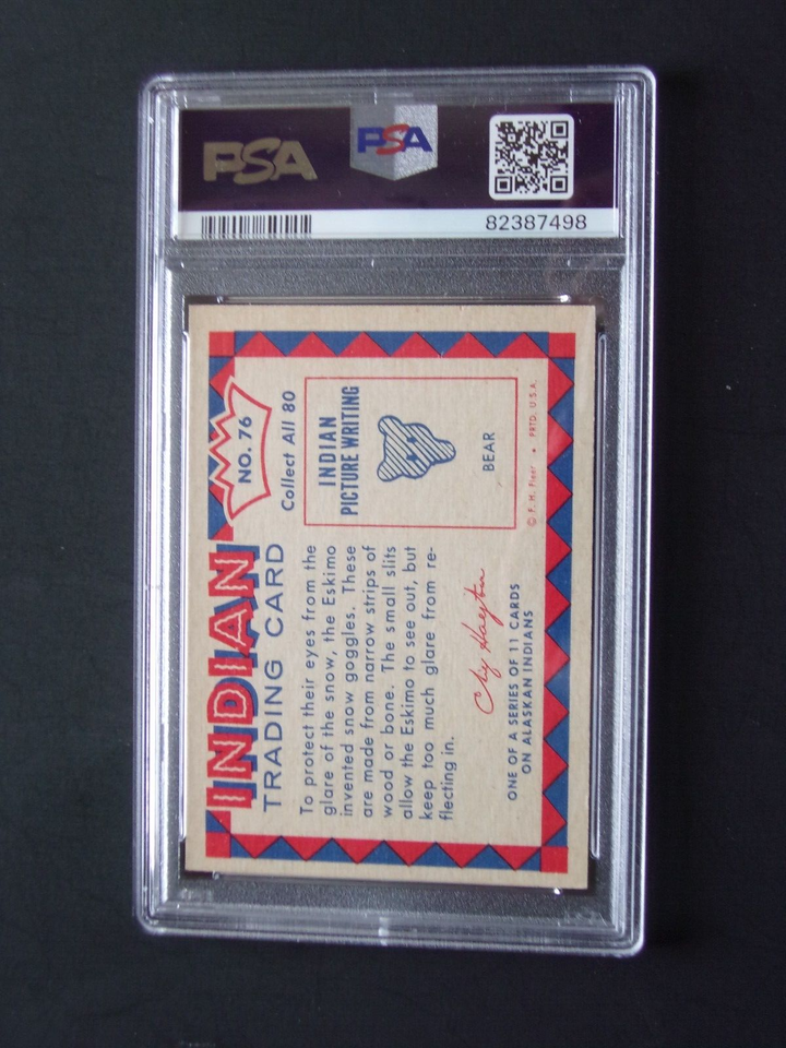 1959 Indian Trading Card, Eskimo with snow goggles, Card# 76, PSA-6 | eBay