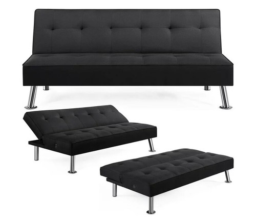 Sofa Bed Memory Foam Futon with USB Power Convertible Couch Lounger ...