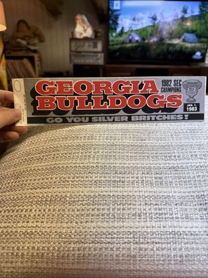 Vintage UGA Georgia Bulldogs Bumper Sticker Go You Silver Britches ...