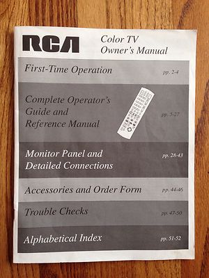 1993 RCA Color TV Owners Manual Part #1Q57 173-05B Vintage | eBay