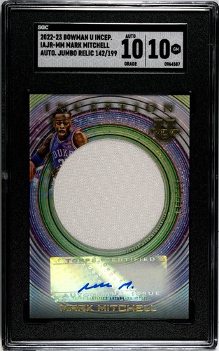 2022-23 Bowman U Inception Mark Mitchell SGC 10 w/10 Auto Jumbo Relic ...