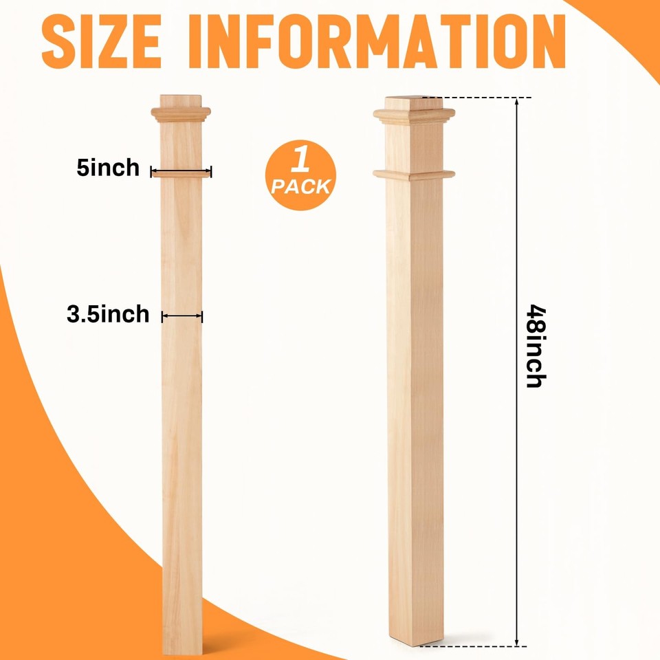3 x 48 Wood Box Newel Stair Newel Post Solid Poplar Notched Interior ...