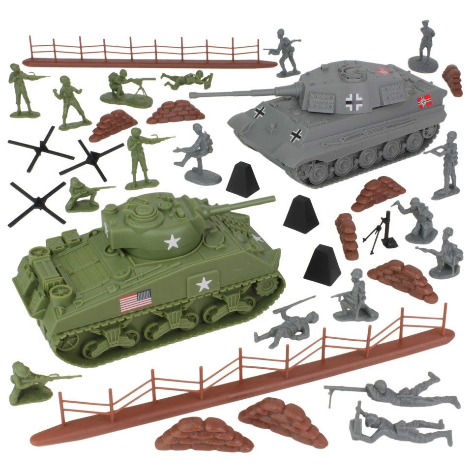 BMC WW2 D-Day Tank Battle - 36pc Plastic Army Men Playset | eBay