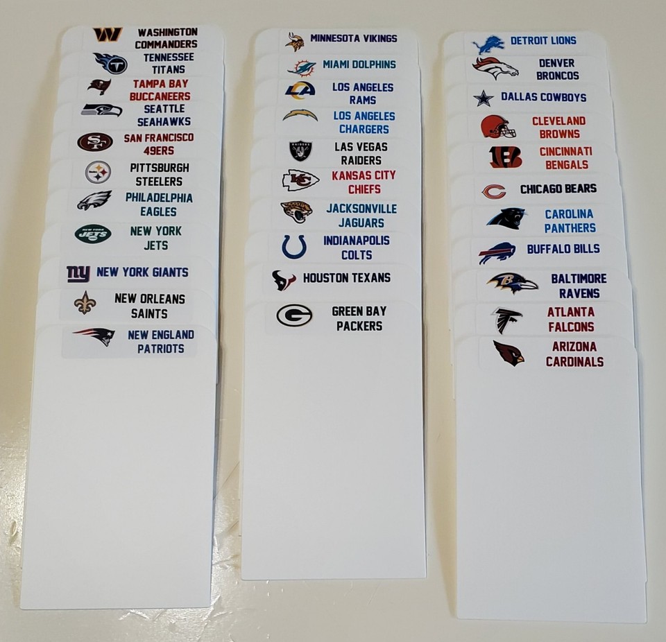 (32) TALL Sports Card Dividers with 32 FREE NFL Team Logos Label Set | eBay