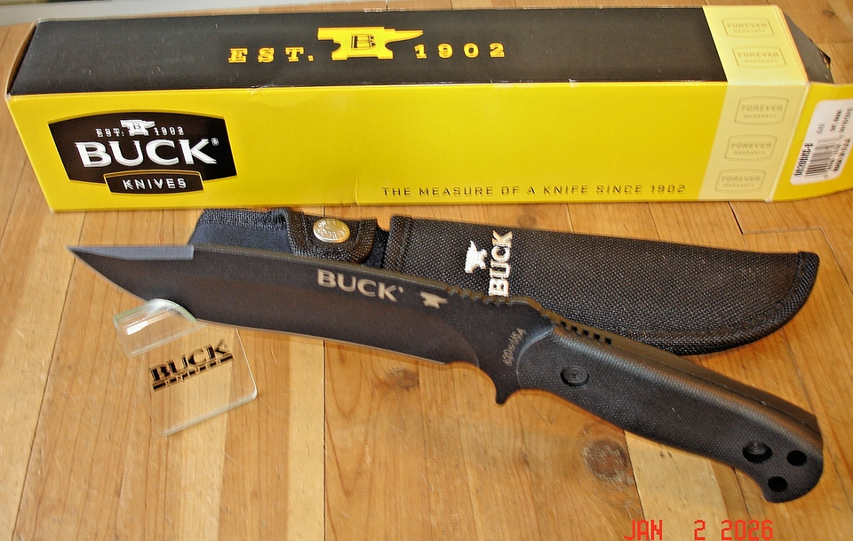 NIB BUCK KNIFE 620 BKS REAPER 420HC BLACK TRACTION BLADE PLASTIC HANDLE ...
