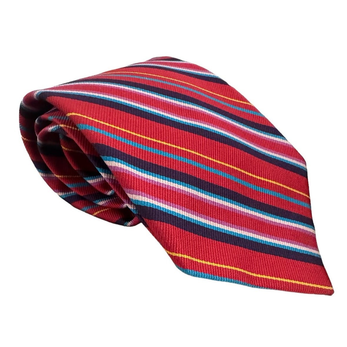 Men’s Robert Stewart multicolor striped red silk repp… - Gem
