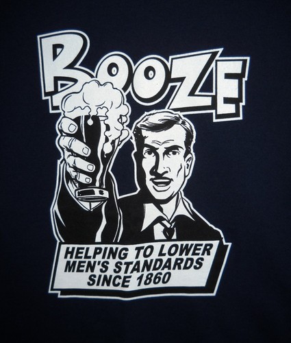 Booze- Lowering Men's Standards T Shirt Blue Adult Small Funny Long ...
