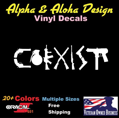 Guns Coexist Die Cut Vinyl Decal Truck Car Sticker Laptop Window | eBay