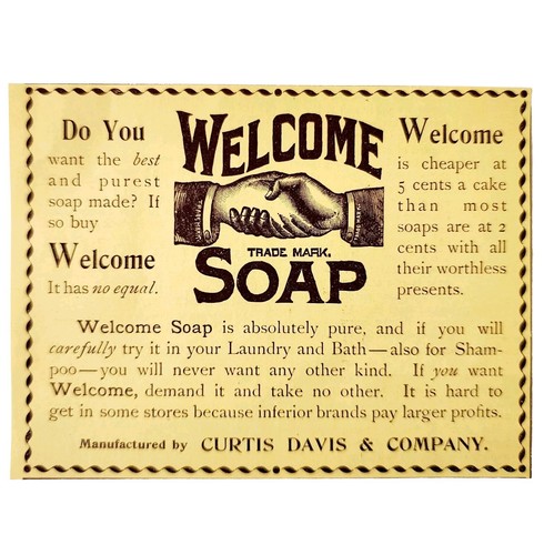 Curtis Davis Welcome Soap 1897 Advertisement Victorian Detergent Bath ...