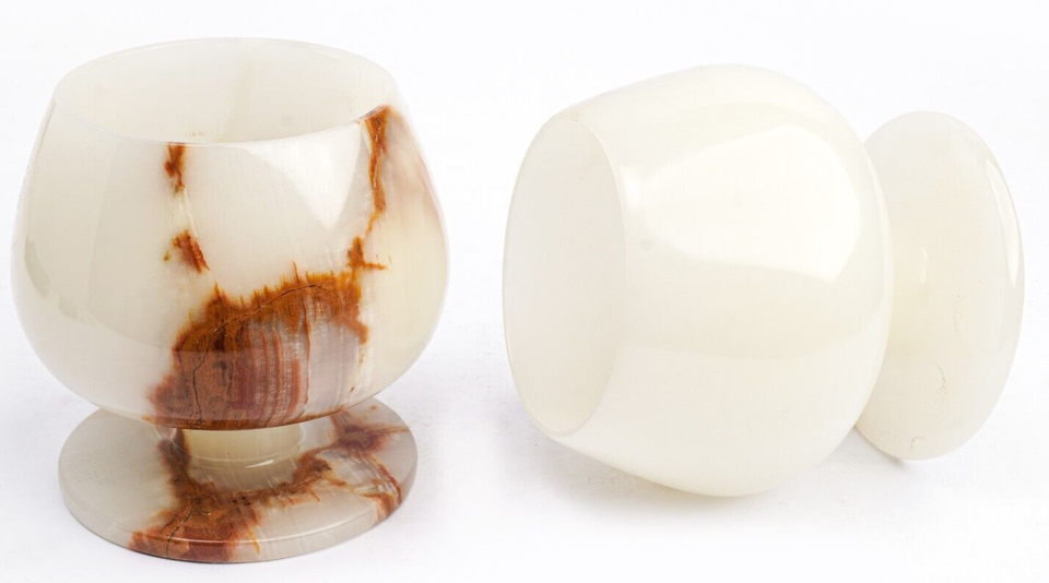 Handmade Natural White Onyx Wine Goblets - Set of 6, 4" x 4" x 4", Cap ...