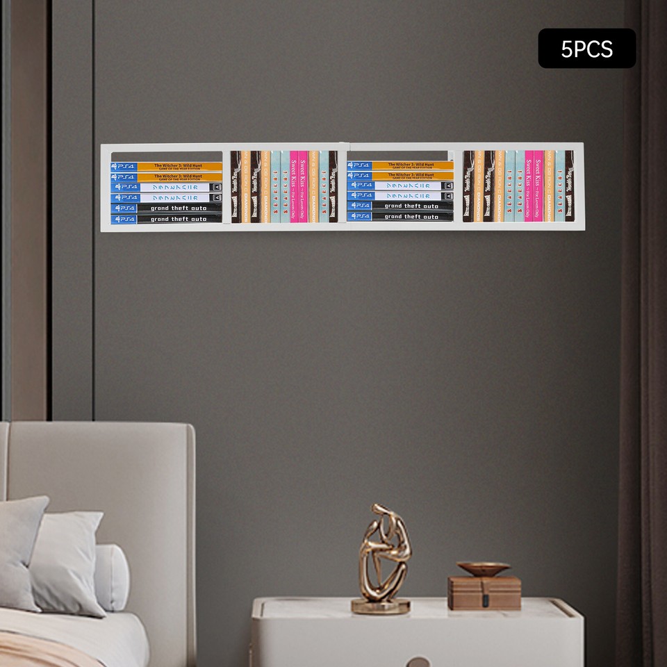 5 PCs 34 In Wall Mount Media Storage Rack CD DVD Organizer Metal ...